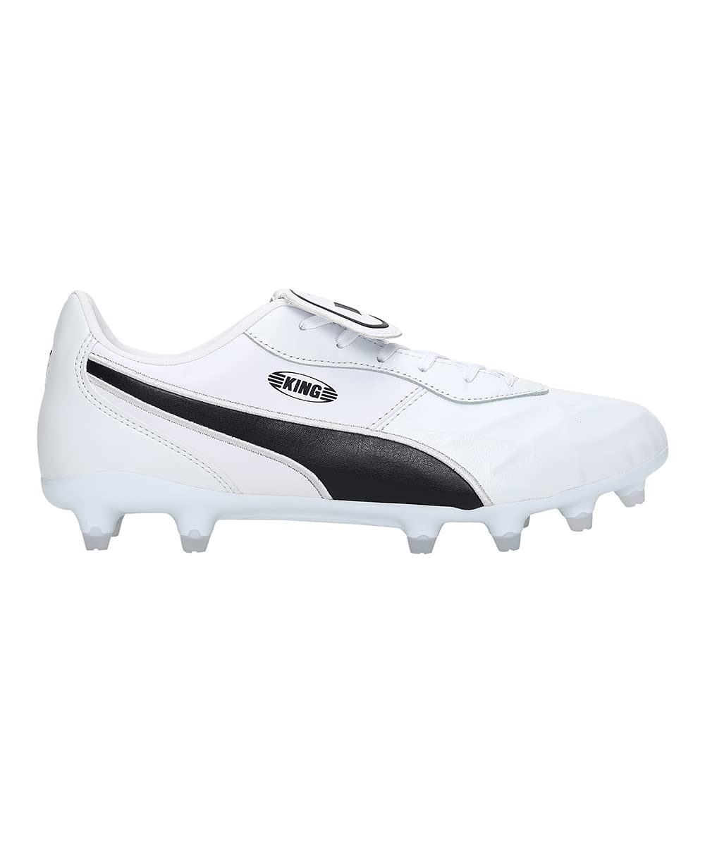 PUMA Men's KING TOP FIRM GROUND Soccer Cleat, Puma White-Puma Black-Puma White, 12