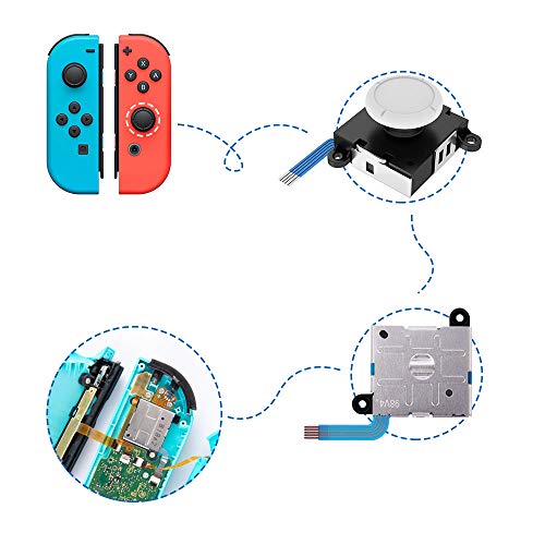 Vanpark Replacement Joystick Analog Thumbsticks for Switch Lite & Switch Joy-Con Controller(2 Pack), Switch Lite Repair Kit (White)