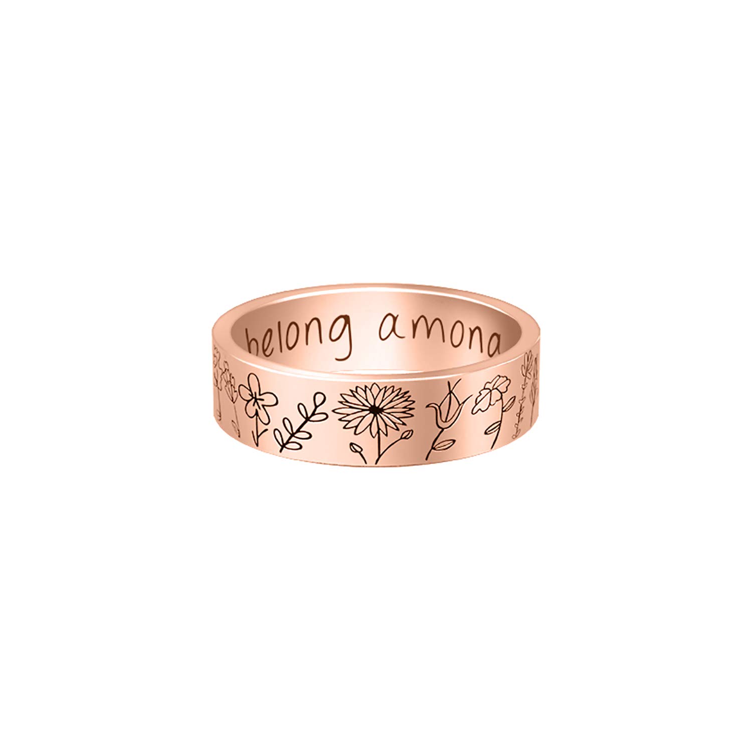 SIMONLY You Belong Among The Wildflowers Ring 925 Sterling Silver Engraved Wedding Band Ring Personalized Nature Jewelry (7)
