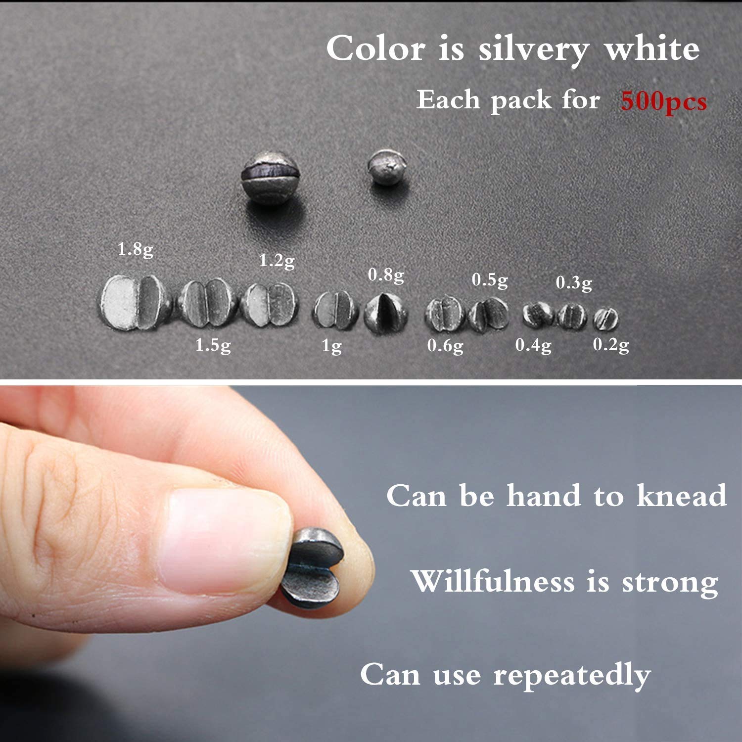ZONGR 100pcs Silver White Fishing Sinker Weights Round Split Shot Weight Sinkers Tackle Round bite A