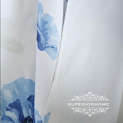 Sapphire Home 2pc Blackout Curtains for Living Room & Bedroom - Thermal Insulated Printed Drapes with Colorful Moroccan Design, Grommet Panels, Light Blocking & Insulating Fabric - 84" Blue