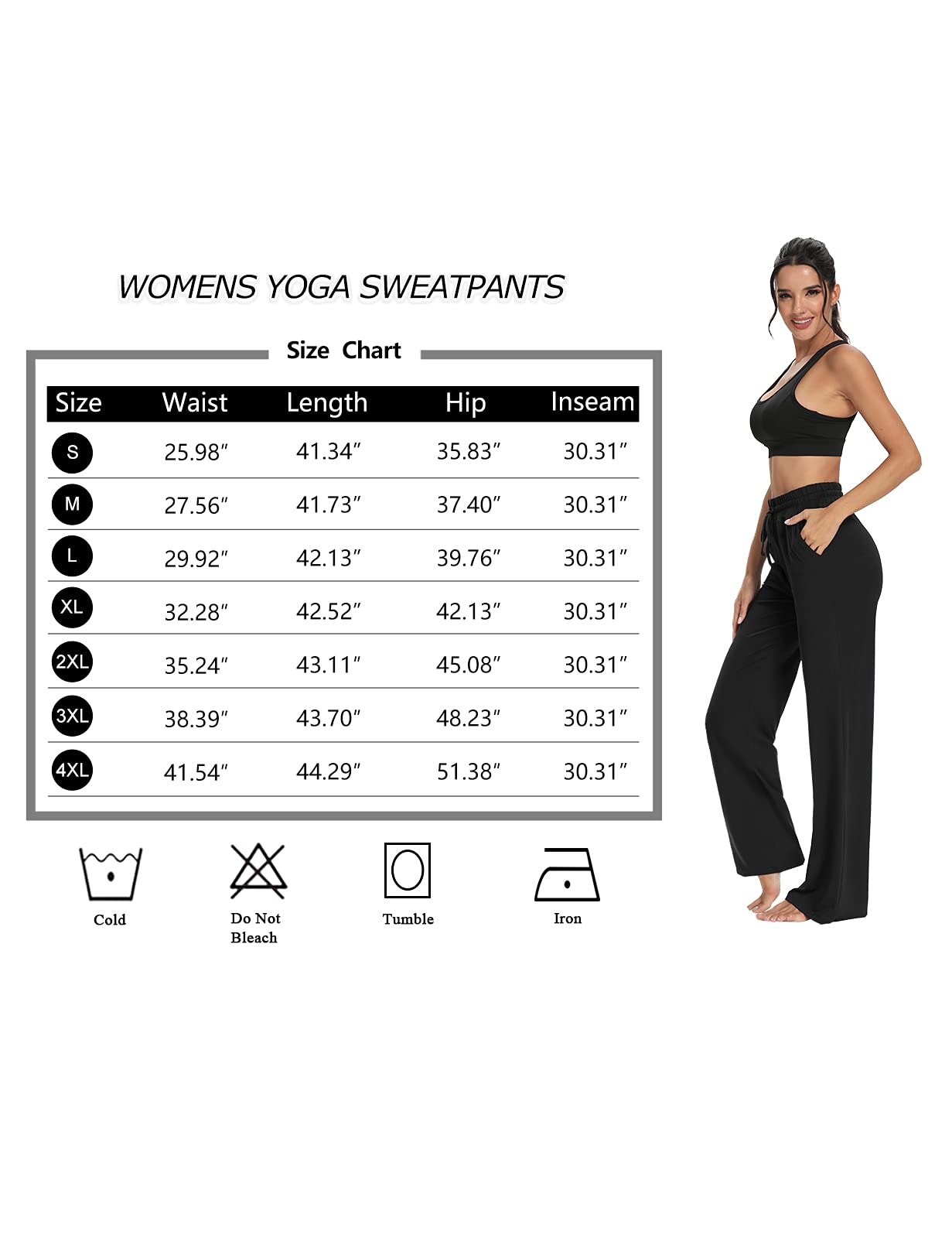 Sarin Mathews Womens Yoga Sweatpants Wide Leg Lounge Pajamas Pants Comfy Drawstring Workout Joggers Pants with Pockets Black S