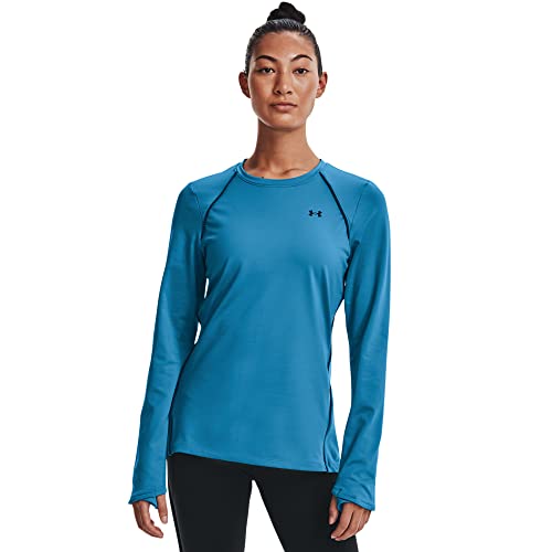 Under Armour Women's Cozy Crew Long Sleeve Crew Neck T-Shirt, Radar Blue (422)/White, Medium