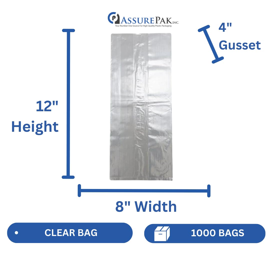 Plastic Produce Bag for Bread and Groceries - 4"x2"x8" - 1000 Bags - 0.95 mil - Natural Color - No Venting Holes LDPE