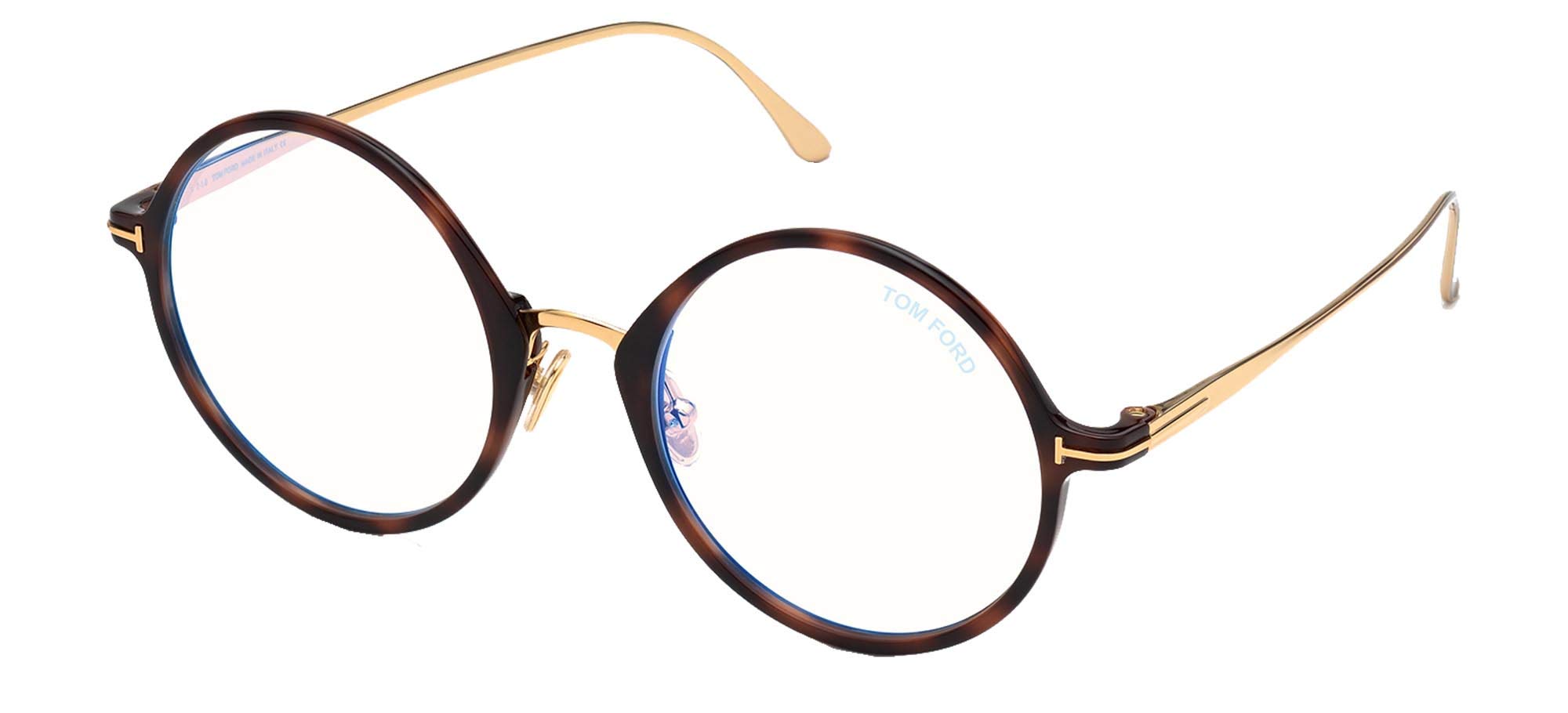 Tom Ford Blue Block Eyeglasses TF5703B 053 Havana/Gold 52mm FT5703