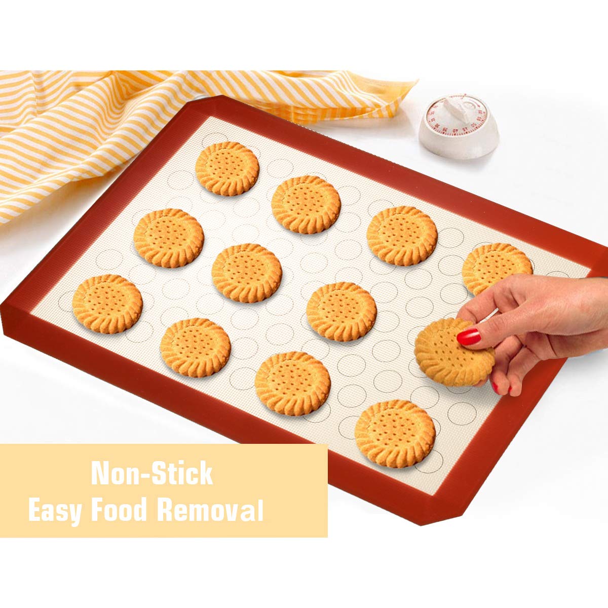Wildone Baking Sheet with Silicone Mat Set, Set of 6 (3 Sheets + 3 Mats), Stainless Steel Cookie Sheet Baking Pan with Silicone Mat, Non Toxic & Heavy Duty & Easy Clean