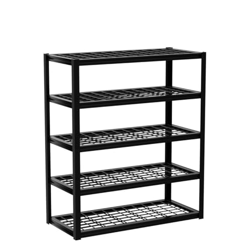 REIBII 48''W Garage Shelving 2500LBS Storage Shelves Heavy Duty Garage Shelves 5 Tier Adjustable Metal Shelves for Garage Storage Rack Heavy Duty Shelving Industrial Utility Shelf,48''W X 72''H X18''D