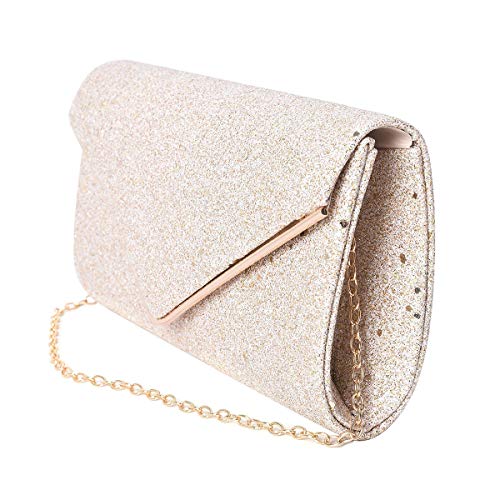 Shop LC Women Fashion Gold Polyester Envelope Wallets Clutch Evening Bag Handbag Shoulder Chain