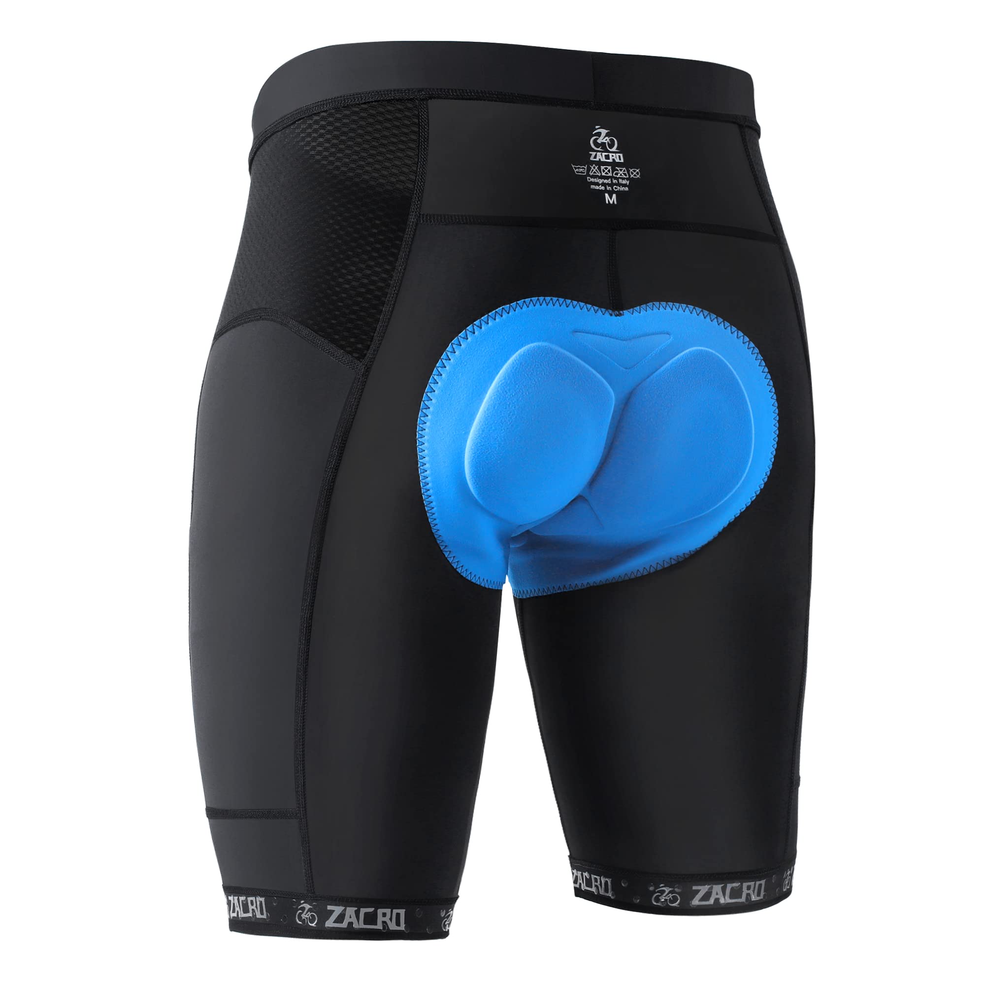Zacro Men's Cycling Shorts, Cycling Half Pants, Padded Bike Shorts for Men Black