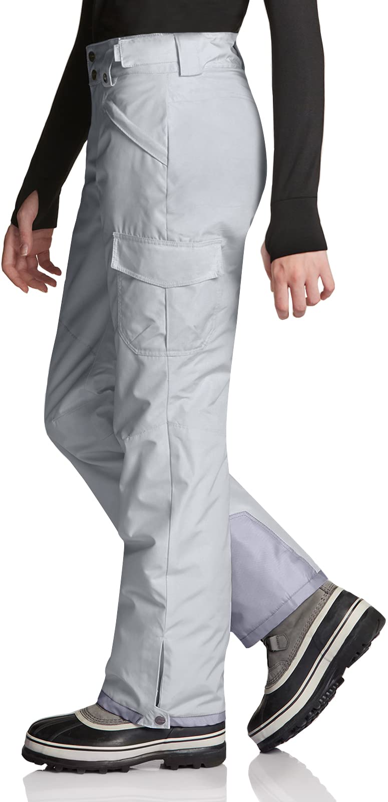 TSLA Women's Winter Snow Pants, Waterproof Insulated Ski Pants, Ripstop Snowboard Bottoms, Cargo Snow Pants Steel, Small