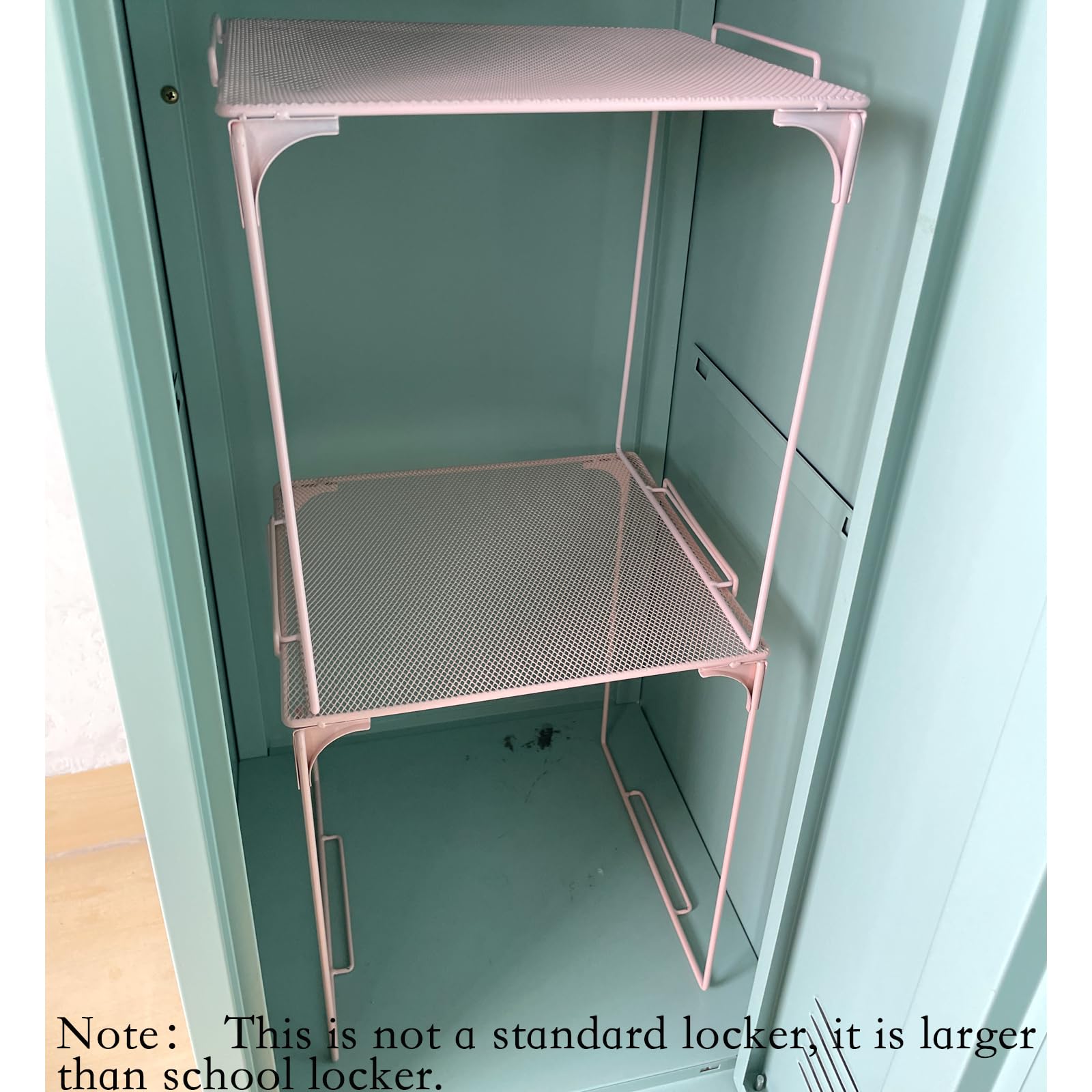 Svartur Shelf Pack, 2, Metal, Contemporary, Pink, Stackable, Space Saving, for School Locker Organizing