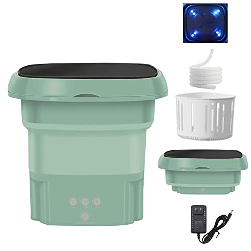 REALN Mini Washing Machine Foldable Small Washer Machine with Spinner, Portable Clothes Washer for Underwear, Baby Clothes or Small Items, Apartment, RV (Color : Green)