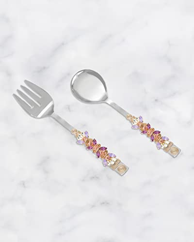 YoTreasure Tiramisu All The Pinks Stainless Steel Pink Purple Salad Server Set Cooking Utensils for Kitchen