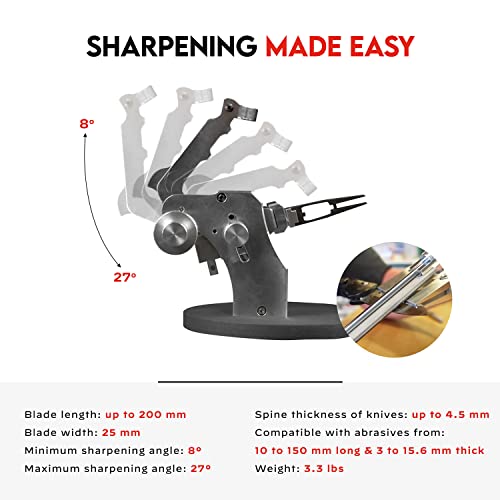 TSPROF Knife Sharpener - 'Blitz Base' |Precision Knife Sharpener System | 100% Steel and Ultra Strong Aluminum 7075-T6 Alloy | for All Types of Knives |