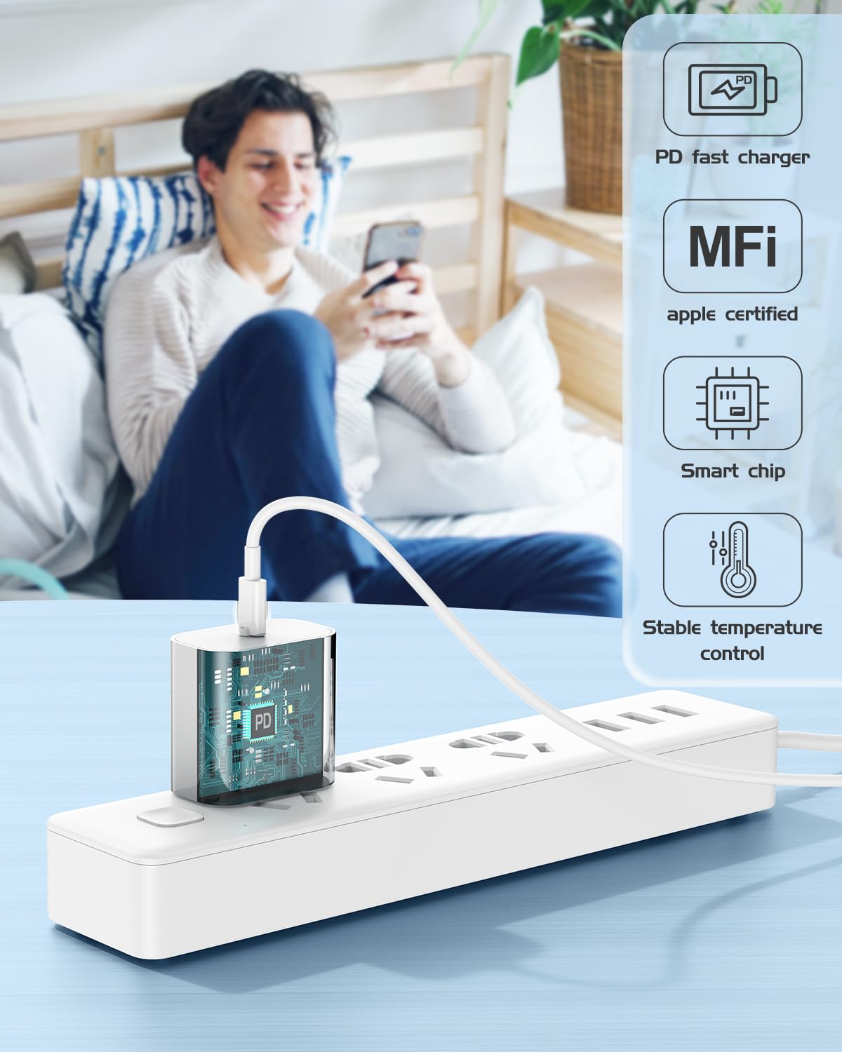 Susnwere iPhone 14 13 12 Charger Fast Charging, 2 Pack 20W Fast PD USB C Wall Charger Adapter with 3Pack 6Ft USB C to Lightning Cable (MFi Certified) for 14/14 Plus/14 Pro/14 Pro Max/13/ White