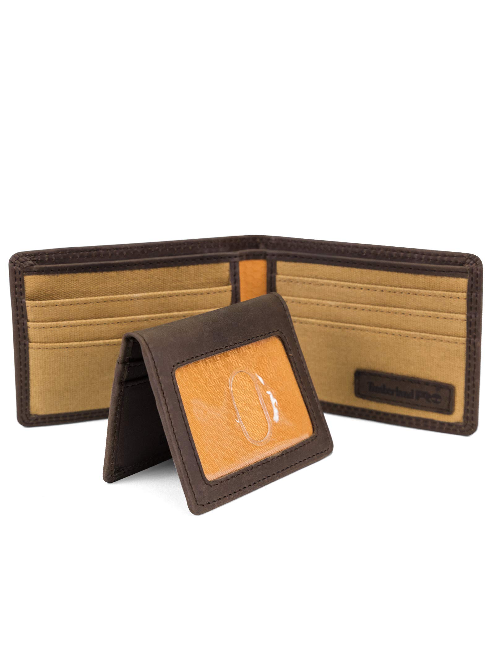 Timberland PRO Men's Leather RFID Wallet with Removable Flip Pocket Card Carrier, Dark Brown/Pullman, One Size