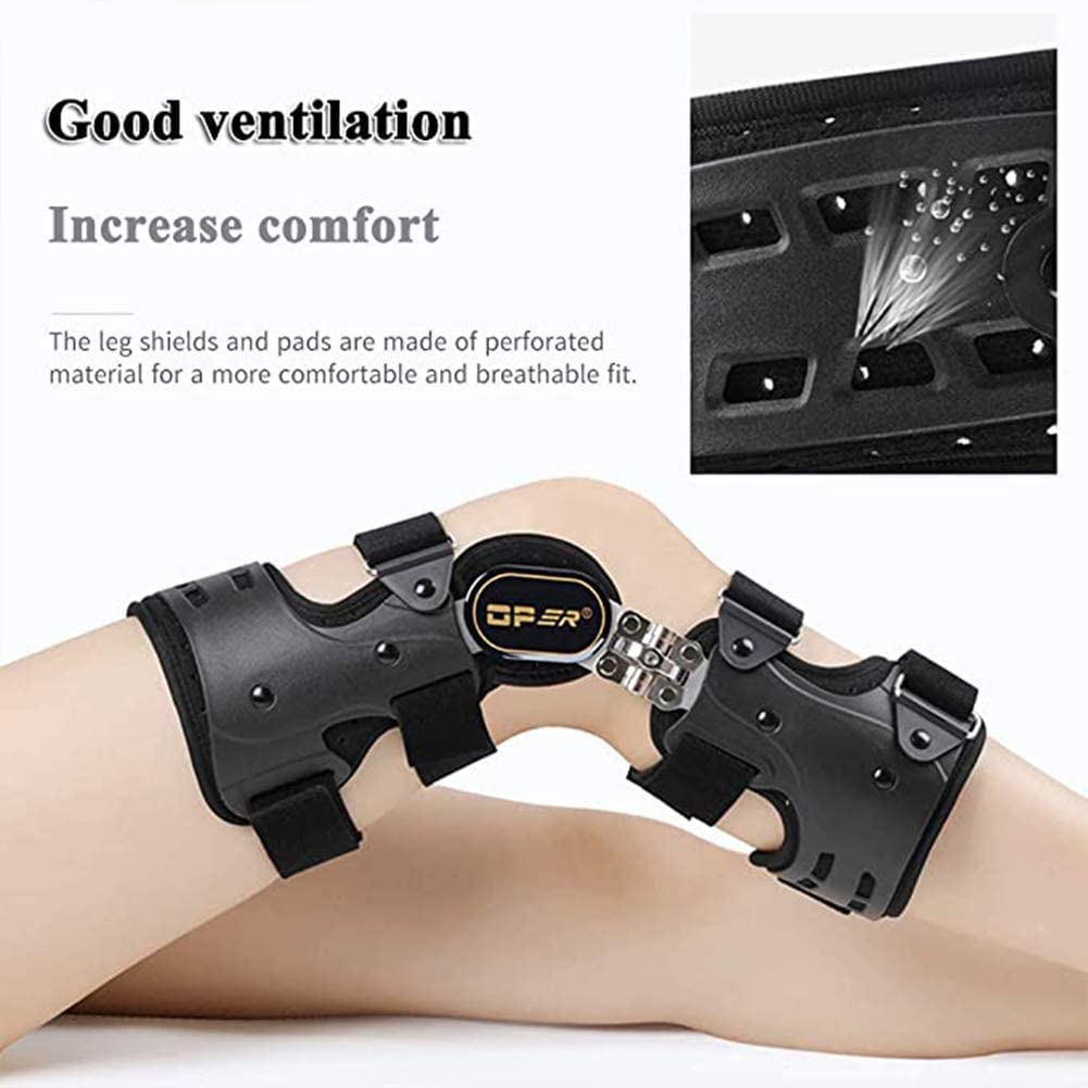 TSUSF Adjustable Hinged ROM Knee Brace With Strap, Post OP Patella Injury Immobilizer Brace Orthopedic Guard Protector Full Leg Stabilizer Knee Orthosis Splint (Color : Right)