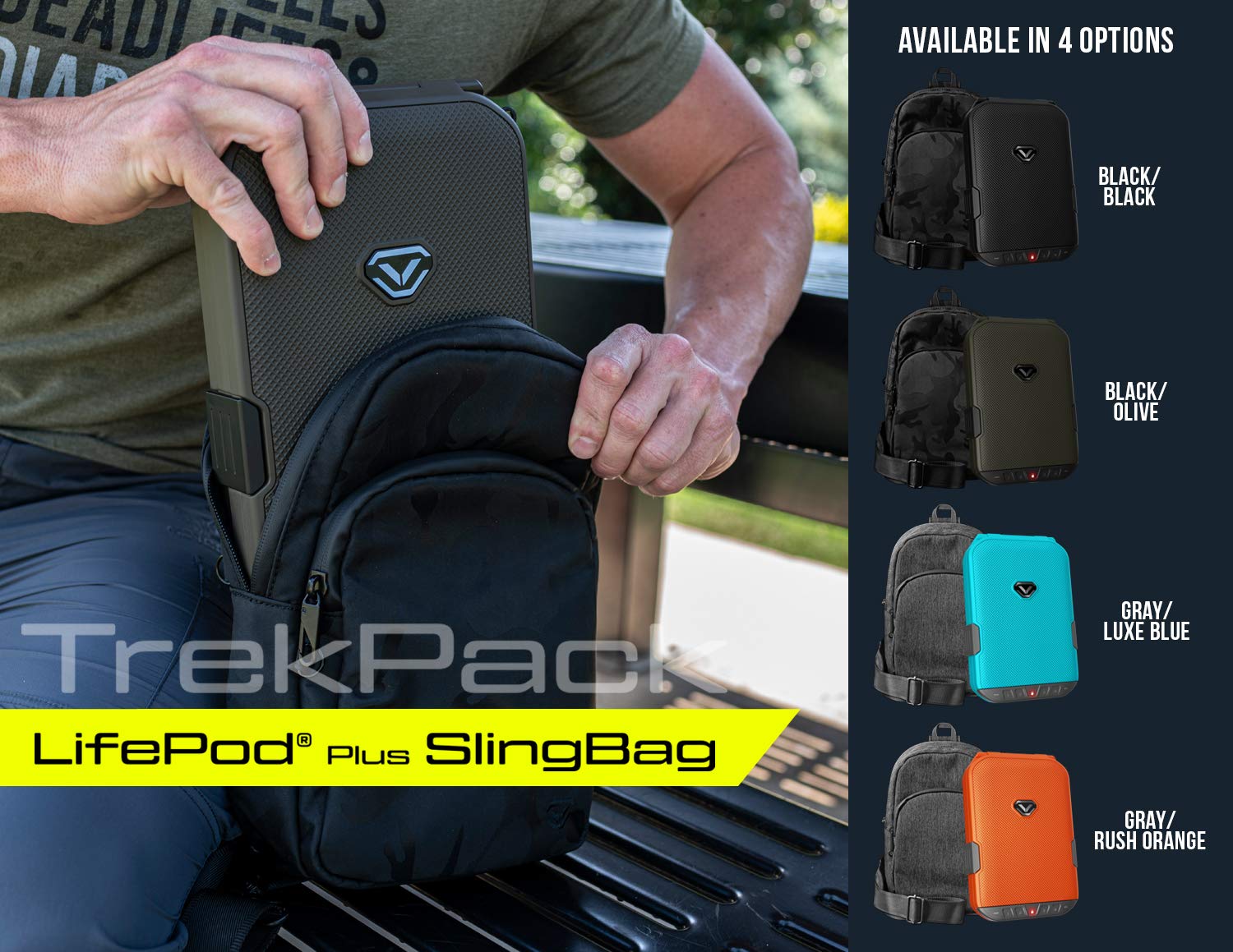 VAULTEK LifePod + SlingBag Bundle Secure Waterproof Travel Case Rugged Electronic Lock Box Travel Organizer Portable Handgun Case with Backlit Keypad