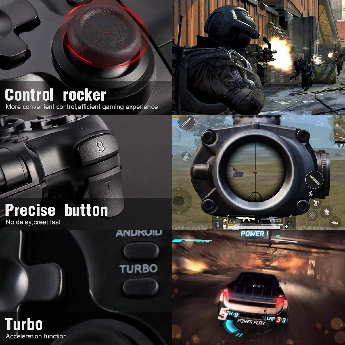 Vbepos Mobile Gaming Controller, Upgrade Bluetooth & 2.4G Wireless Controller for iPhone Android/PC Windows/Smart TV/ PS3/ PS4