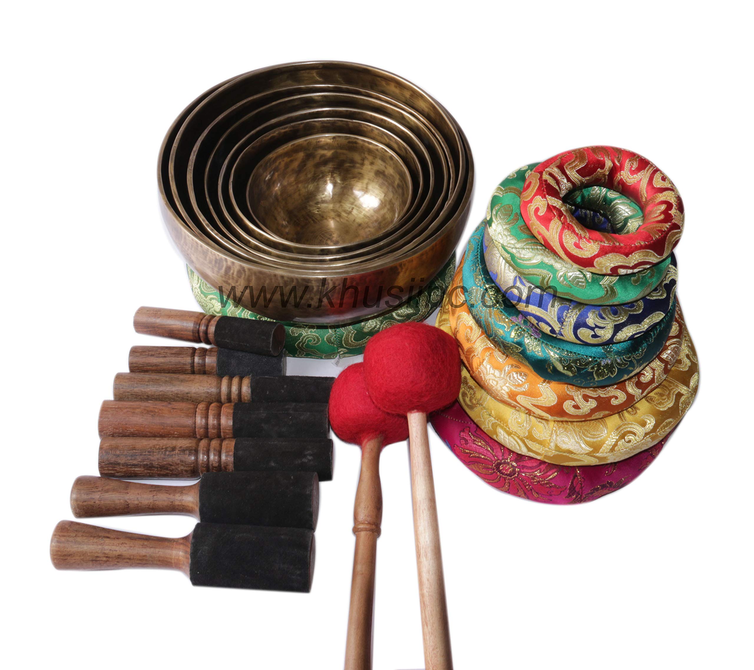 Singing Bowl set of 7,Antique~ Hand hammered Seven chakra Singing Bowls,for chakra healing, meditation, Zen-practice .Crafted in Nepal.