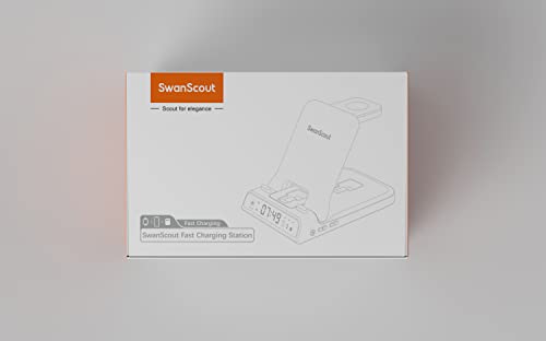 SwanScout 3 in 1 Charging Station for Google Pixel Watch 1, SwanScout 701G, 25W Fast Type-C Wired Charger Stand for Google Pixel 8 Pro/8a/8/Fold/7a/7/7 Pro/6/6 Pro/6a/5/5a/4a, Pixel Buds Pro/A-Series