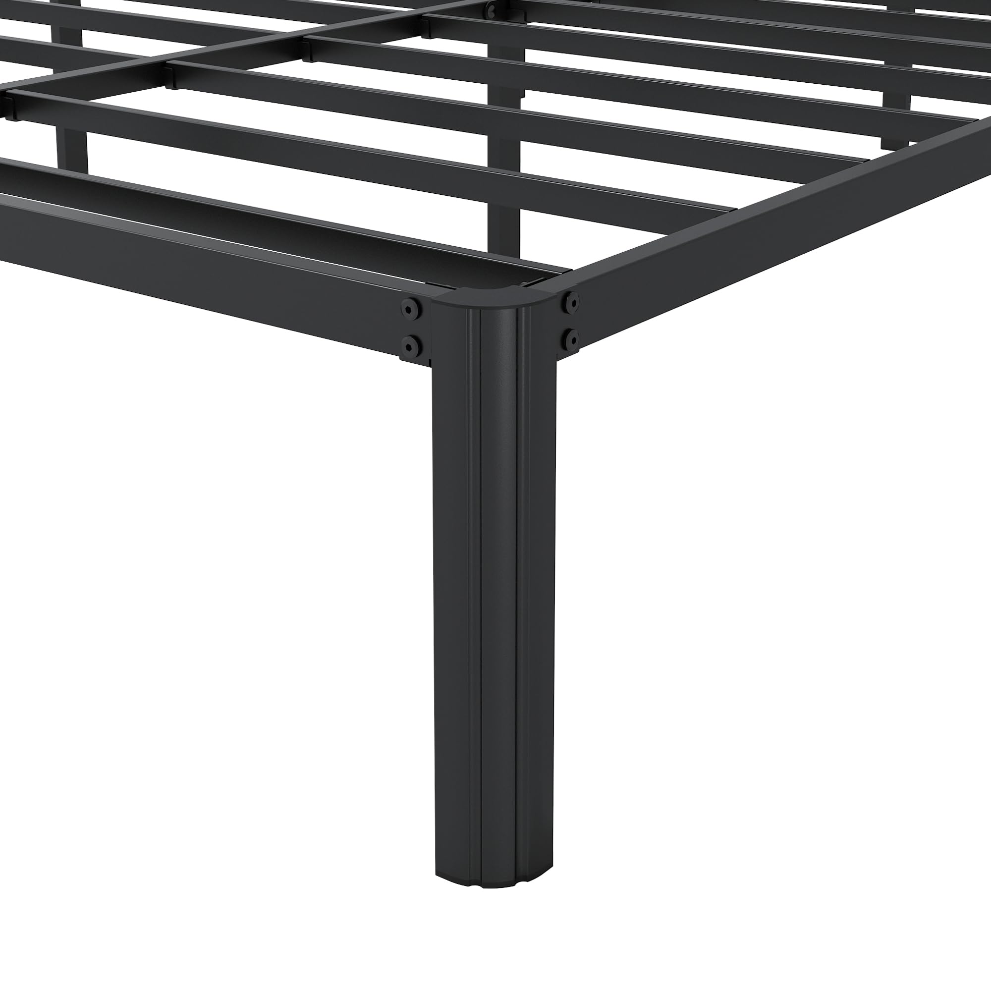 Riwanca 14 Inch Full Size Bed Frame with Headboard, No Box Spring Needed, Heavy Duty Black Metal Platform Mattress Foundation with Rounded Corners, Non-Slip Noise Free, Under Bed Storage Space
