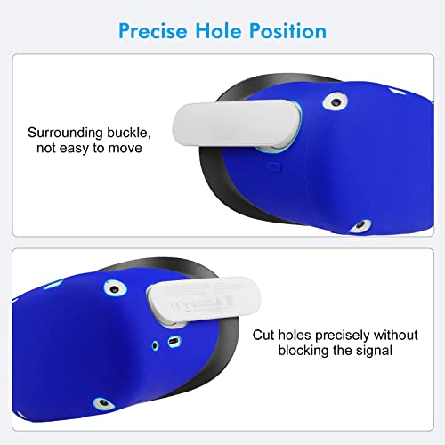 Relohas Accessories for Oculus Quest 2, VR Accessory Set for Meta Quest 2, Include Controller Grip Leather Cover, VR Shell Cover, Face Cover, Lens Cover, Protect Your VR in All Aspects(Navy-Blue)