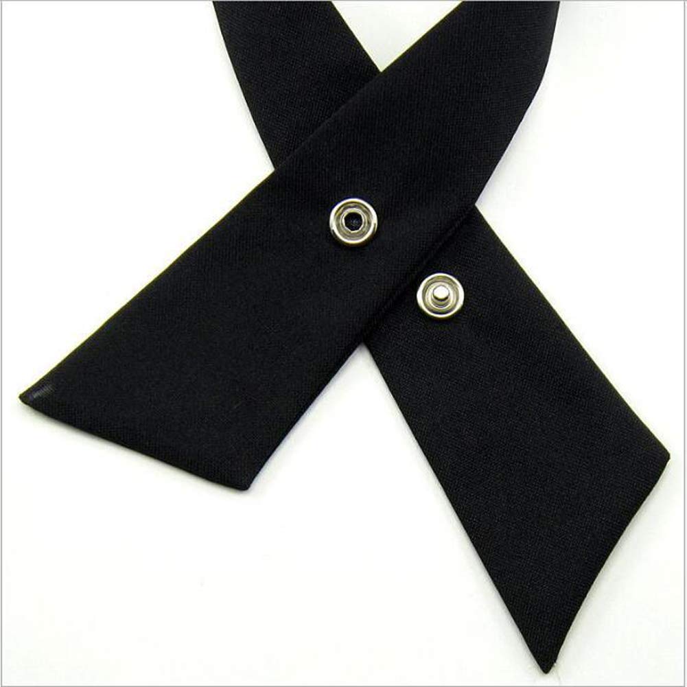 Tie for Men Women Adjustable Criss-Cross Bowtie School Uniform Pre Tied Bows for Girls Neck Tie Accessories PTK03 (Black New)