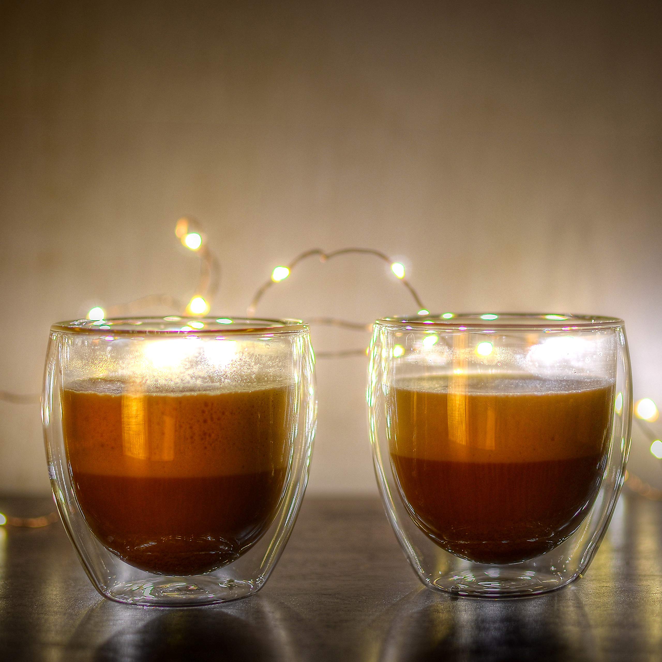 Youngever 3 Pack Espresso Cups, Double Wall Thermo Insulated Espresso Cups, Glass Coffee Cups, 5 Ounce (Tall)