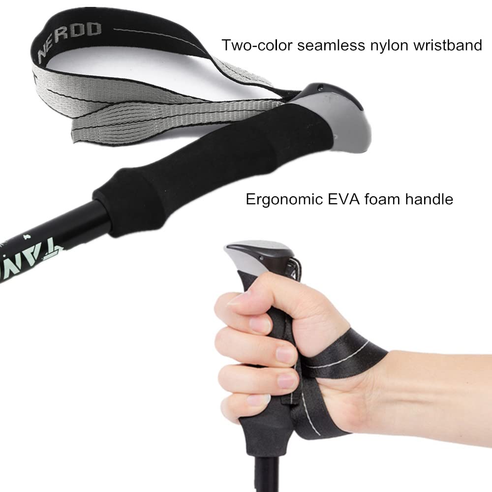Trekking Pole,Collapsible Hiking Trekking Stick with Quick Lock System 7075 Aluminum EVA Grip Handle for Mountaining, Camping, Backpacking (Black)
