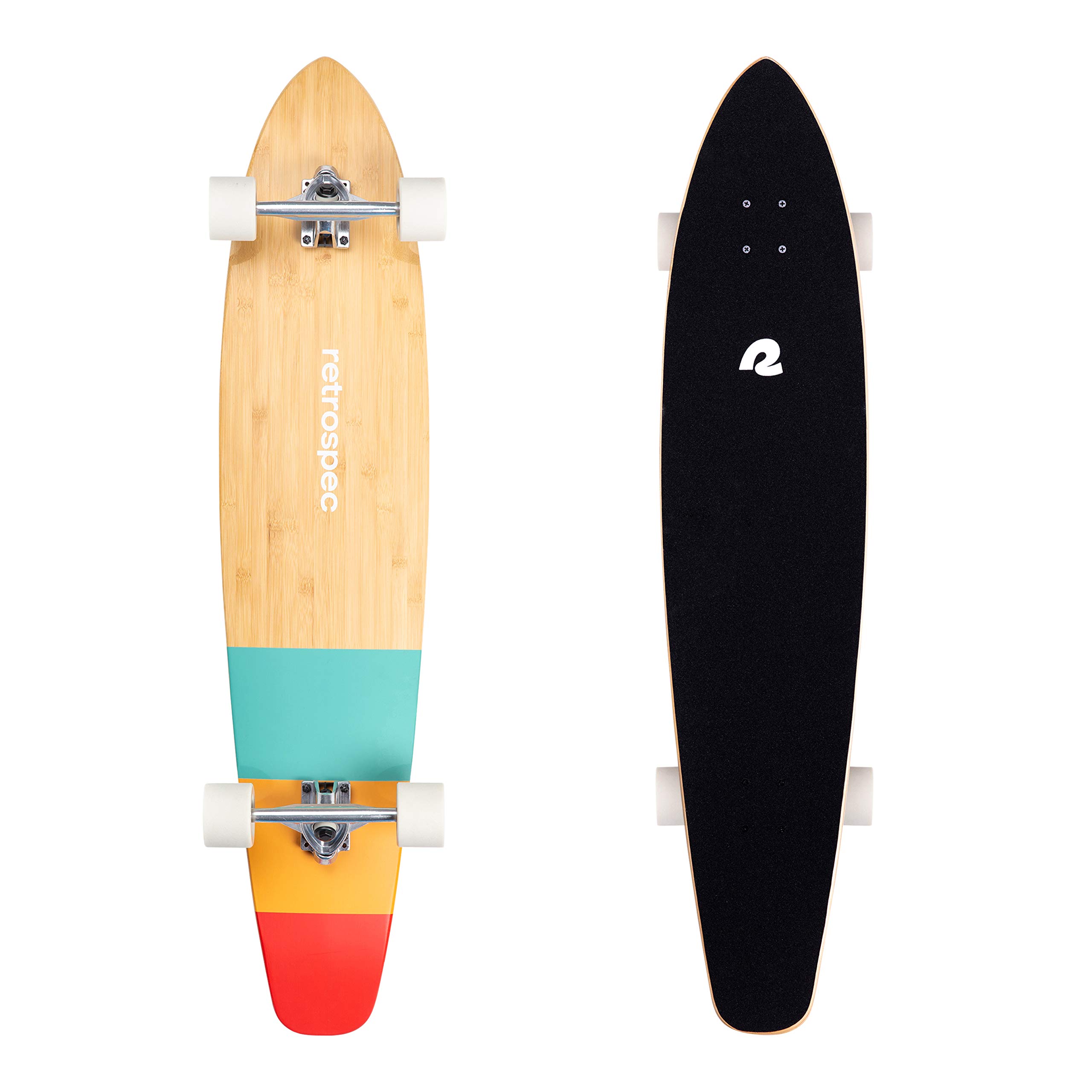 Retrospec Zed Bamboo Longboard Skateboard Complete Cruiser, Aqua Fishtail
