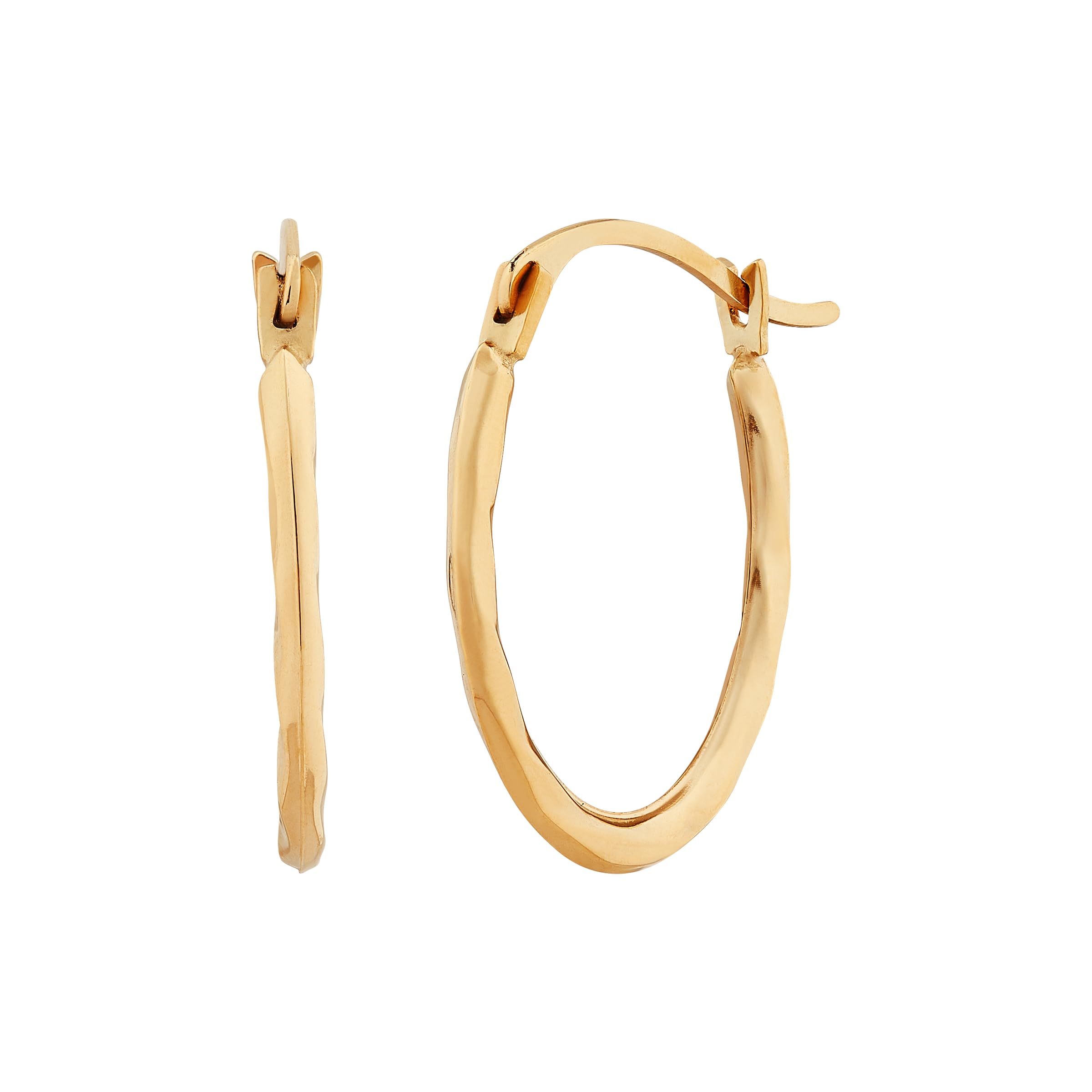 Welry 30mm Oval Square Tube Hoop Earrings in 14K Yellow Gold