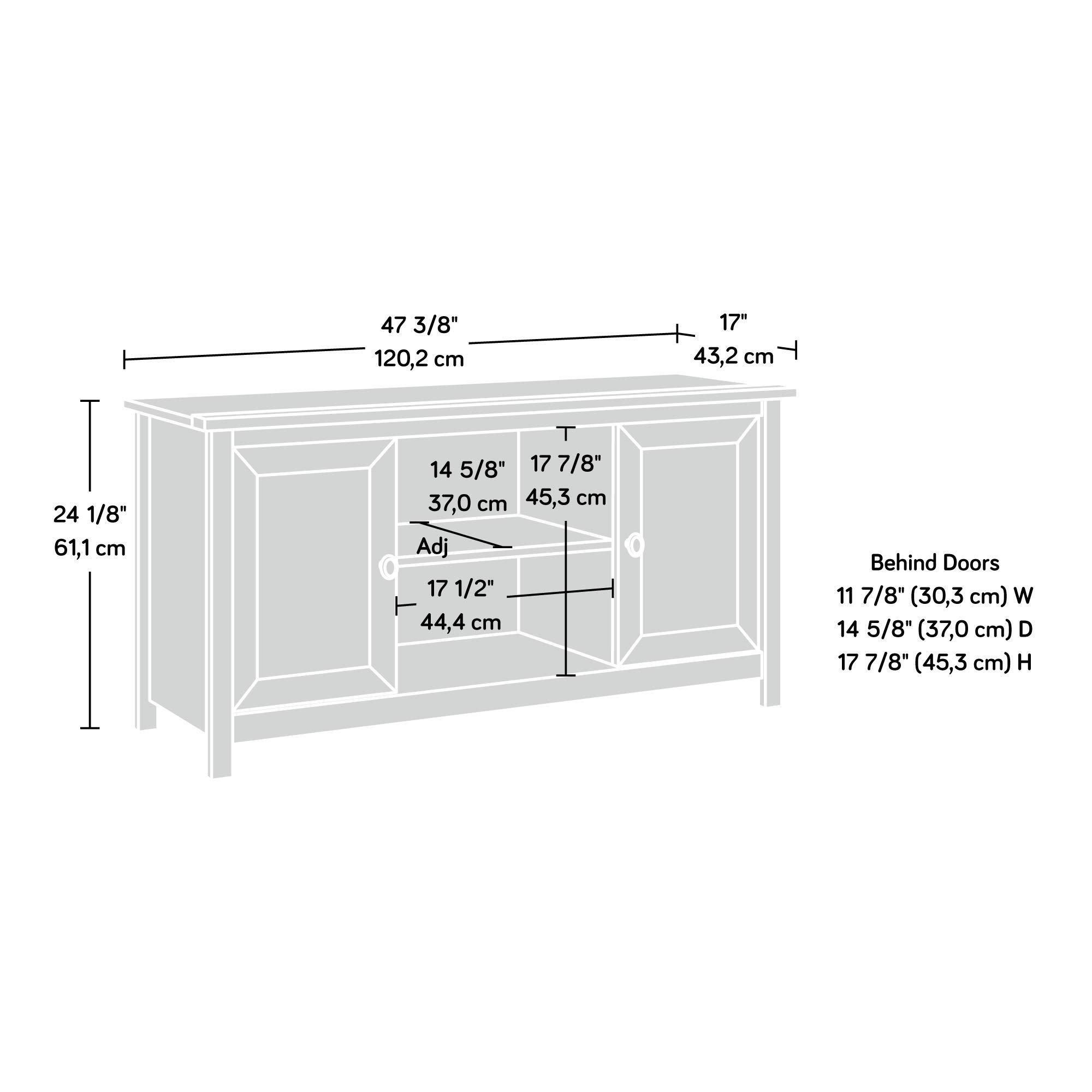 Sauder County Line Panel TV Stand, For TVs up to 47", Salt Oak finish