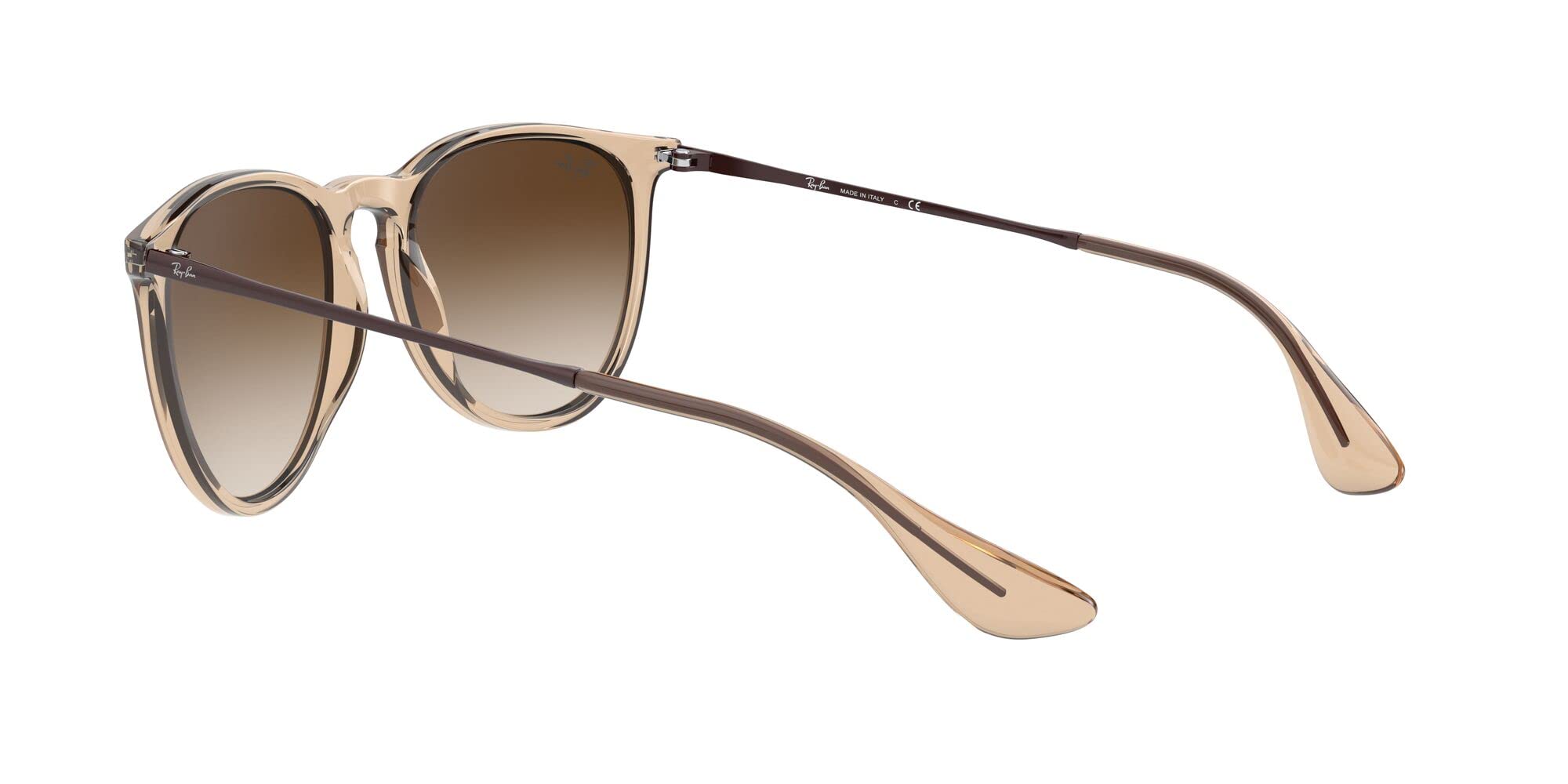 Ray-Ban RB4171F Erika Low Bridge Fit Round Sunglasses, Transparent Light Brown/Brown Gradient Dark Brown, 54 mm