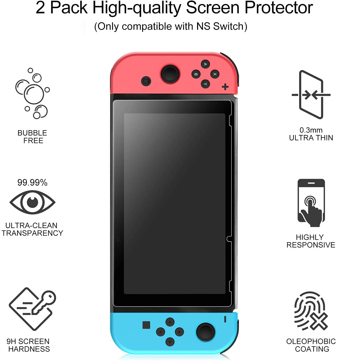 Switch Carrying Case with 2 Pack Screen Protector, Younik Switch Travel Case with Protective Hard Shell for NS Switch Console & Accessories Holds 19 Game Cartridge, Black