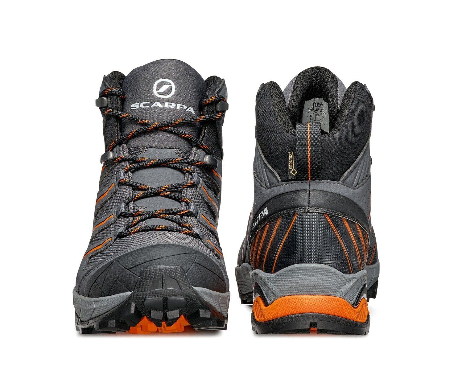SCARPA Men's Maverick Mid GTX Waterproof Gore-Tex Lightweight Boots for Backpacking and Hiking - Iron Grey/Orange - 9.5-10