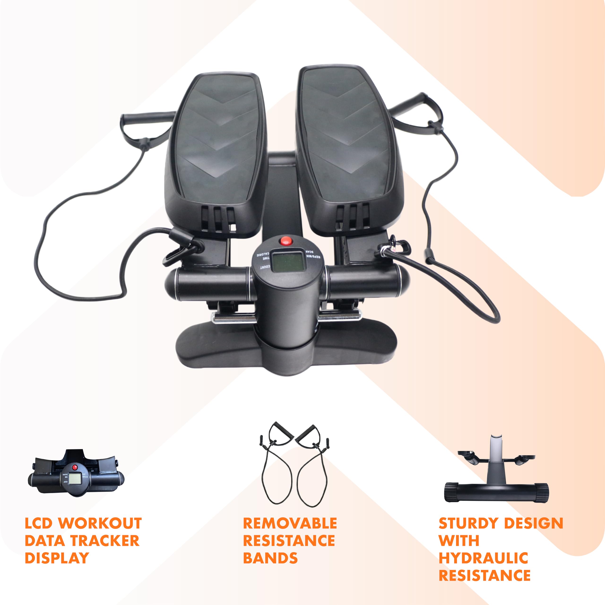 SEVENIST Steppers for Exercise - Mini Stepper with Resistance Bands & LCD Monitor, Stair Stepper Exercise Equipment with 330 LBS Weight Capacity, Whole Body Exercise Stepper for Home Workouts