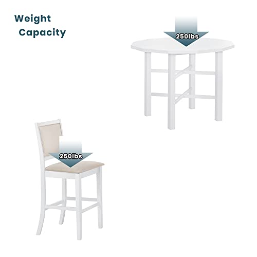 Prohon 5-Piece Dining Table Set for 4 with Irregular Dinertable,4 Upholstered Chairs with High-Back Cushioned and Double X-Shape Wood Legs,Counter Height Furniture for Small Place/Kitchen/Living Room