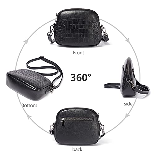 Small Classic Black Women'S Wallet Mini Backpack Anti-Theft Wallet Retro Shoulder Bags For Women Crocodile Pattern Handbag (black)
