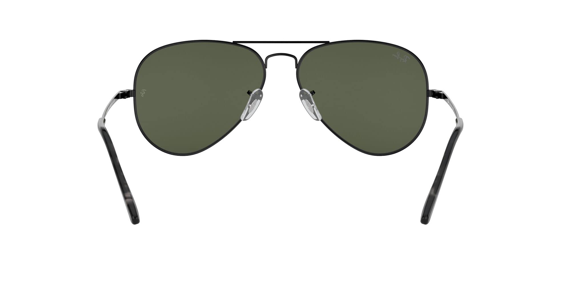 Ray-Ban RB3689 Aviator Metal II Sunglasses, Black/G-15 Green, 55 mm
