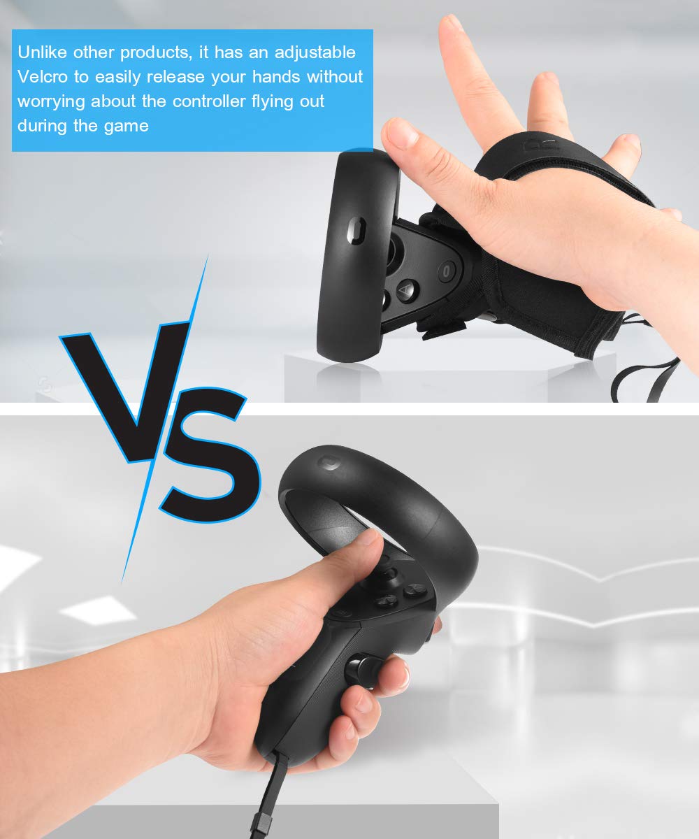 VR Touch Controller Grip Cover for Oculus Quest or Rift S Controller, Raylove Non-Slip Sweatproof and Washable Grips Skin VR Anti-Throw Controller Accessories Handle Protective Sleeve (Black, 1 Pair)