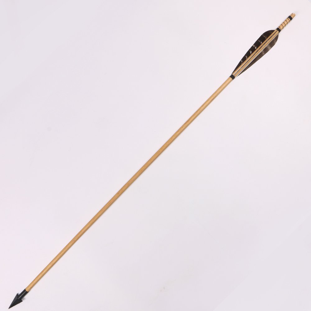 TOPARCHERY Archery Wooden Arrows, 32 inch Traditional Hunting Practice Target Arrow 5 Inch Turkey Feathers Fletching Recurve Bow Longbow(Pack of 6)