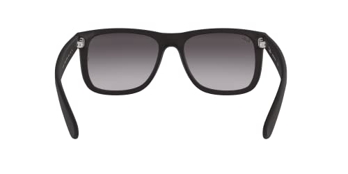 Ray-Ban RB4165 Justin Wayfarer Sunglasses, Rubber Black//Light Grey Gradient Dark Grey, 55 mm