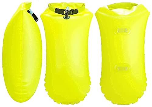 YESHIN 2 Pack 20L Waterproof Swim Bouy with Storage Space Inflatable Dry Bag Bright Color Swim Safety Float for Open Water Swimmers, Triathletes, Kayakers and Snorkelers with Swim Cap