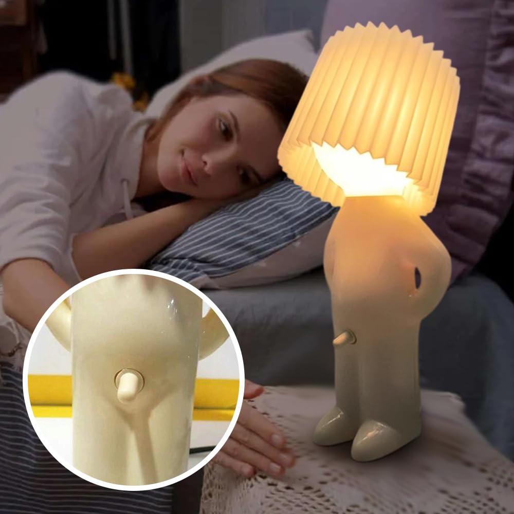 swertoy A Little Shy Man Creative Lamp, A Little Naughty Boy Desk Lamp, Bedside Night Light, Small Night Lights Home Decoration Novelty Gift (Yellow)
