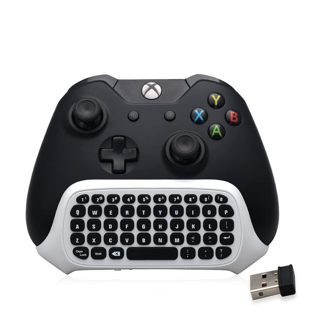 Wireless Keyboard for Xbox Controller, Bluetooth Game Message Chatpad Keypad with 2.4G USB Receiver & 3.5mm Audio Jack for Xbox Series X/S/Xbox One/ S/X/Xbox One Elite/Elite 2 Controller -White