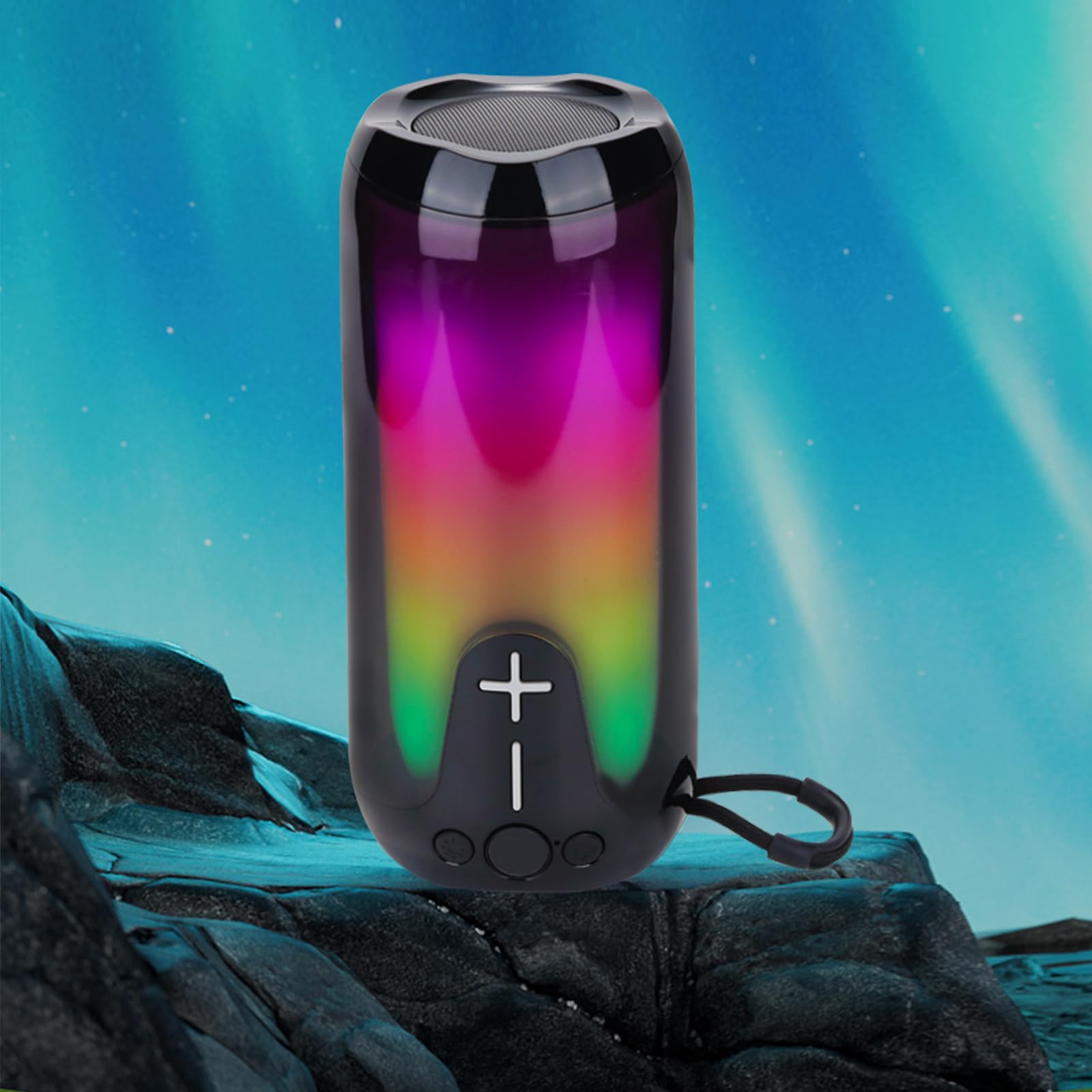 TGUCITESEN Bluetooth Wireless Speaker LED Color Light Speaker Outdoor Speaker Subwoofer Wireless Speaker Bluetooth 5.3 TWS/TF Card/USB/AUX, for Party, Camping, Outdoor, etc. (Black)