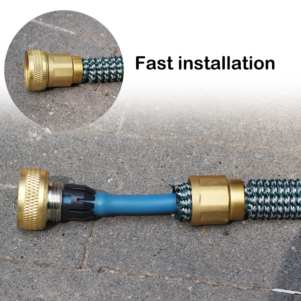 YELUN Garden telescopic hose end adapter with shut off Valve,Garden retractable hose end Fittings Kit,Repair Connector,Garden hose Brass Shut Off Valve 1Set