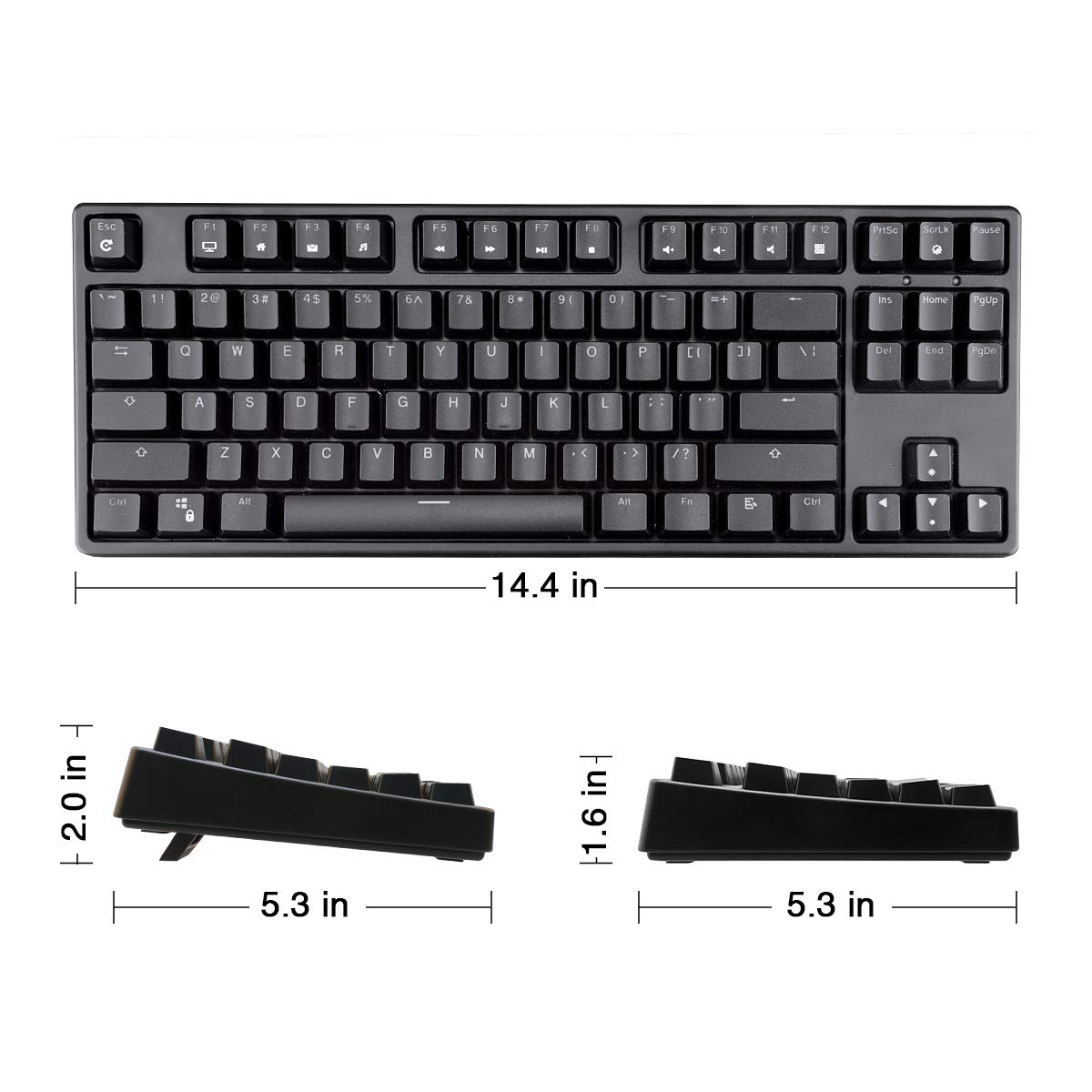 VELOCIFIRE Wireless Mechanical Keyboard, TKL02WS 87 Key Ergonomic with Brown Switches, White LED Backlit for Copywriters, Typists, and Programmers