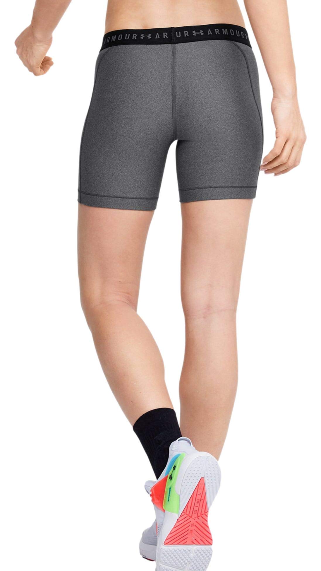 Under Armour Women's HeatGear Middy Shorts (Charcoal Light Heather/Metallic Silver, Small)